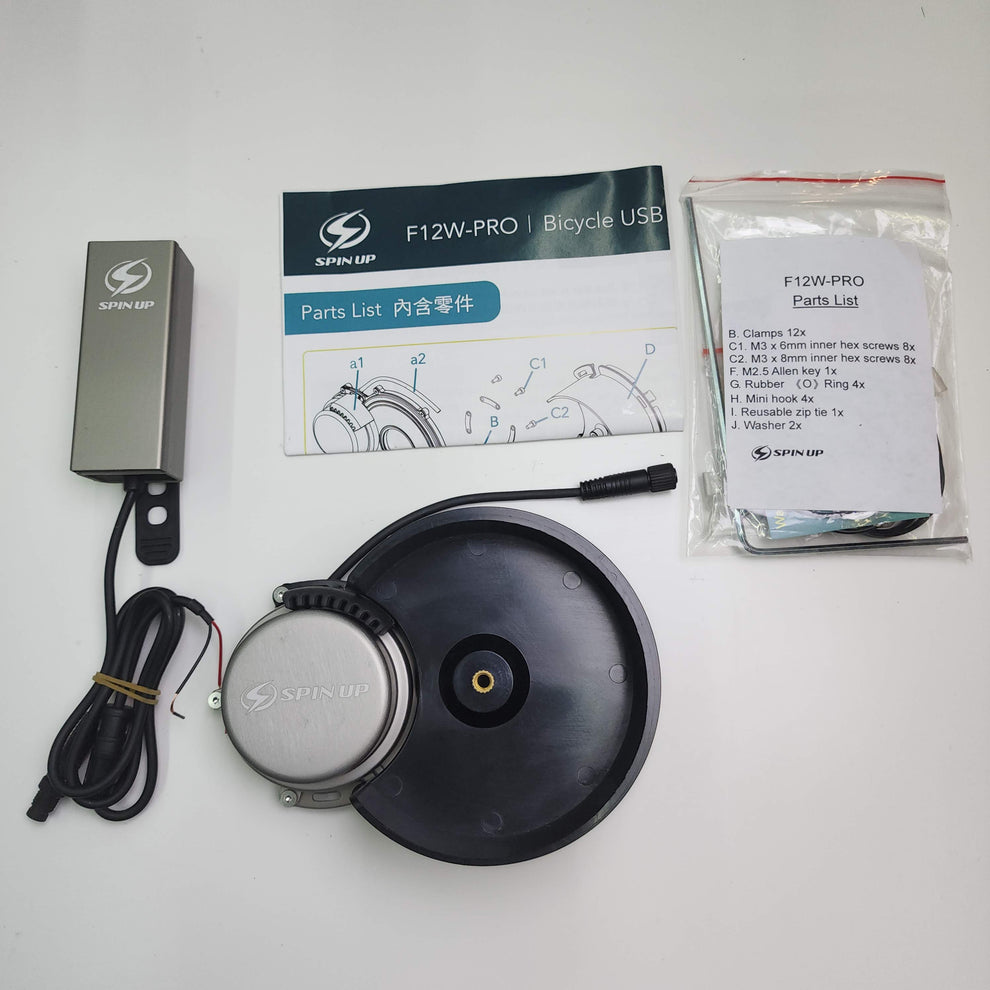 Spin Up Tour Cycling Generator F12W-Pro | Front Wheel Mount on fork ...